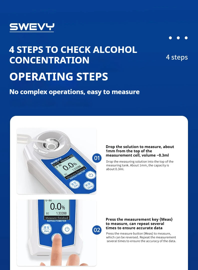 Refractometer Alcohol 0‑80% Digital High Accuracy Tester Meter SW80S
