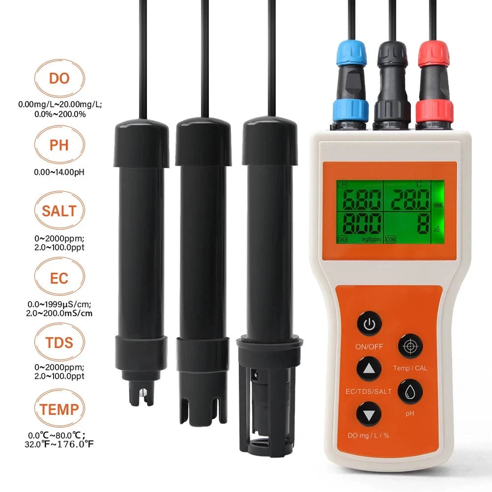 pH EC SALT TDS DO Temp Water Quality Testing Meter Lab or Field YY-100