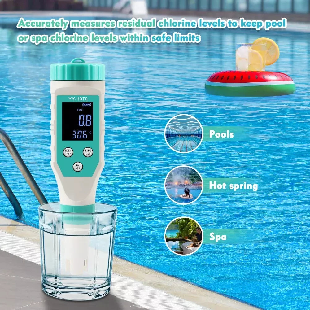 pH EC Conductivity TDS Salinity ORP Chlorine Temp Meter 7 in 1 Tester
