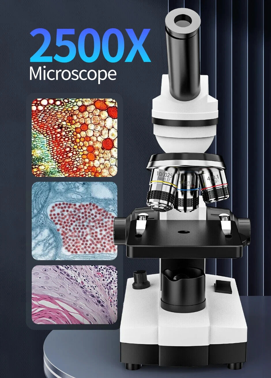 Microscope 100X-2500X Student Biological Monocular Top & Bottom LED Il