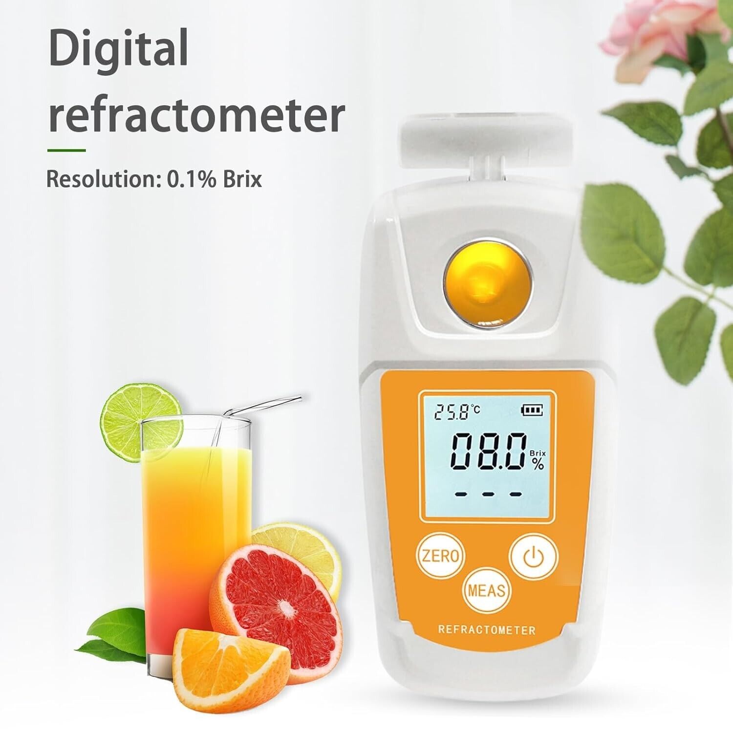 Refractometer Brix 0‑55% Digital & High Accuracy Beverage Brix Tester