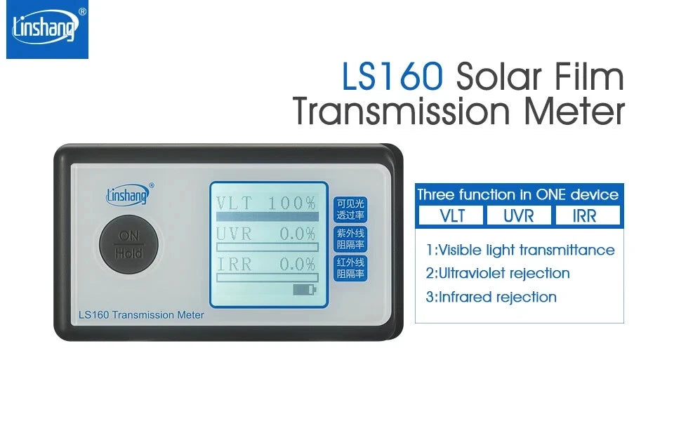 Window Film Tint Meter Glass IR UV VL Infrared Visible Light Tester LS