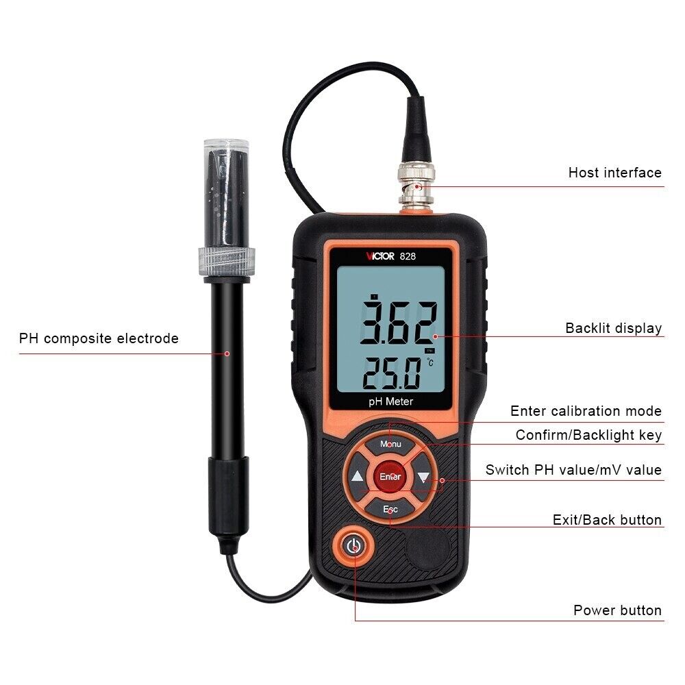 pH Temp Meter Millivolt Tester Monitor LCD Measure Instrument Water te