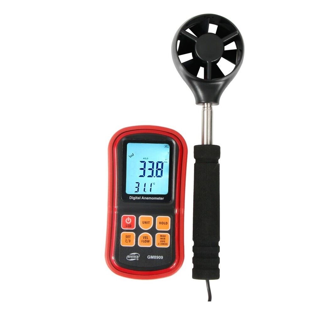 Anemometer Digital Wind Speed Velocity, Temperature & Flow Meter 45m/s