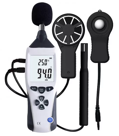 Sound Levels Lux Light Levels Airflow % Humidity Anemometer Wind Temp