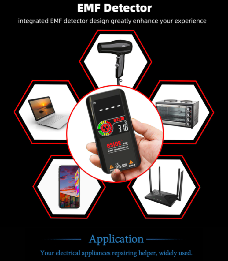 EMF Multimeter Electromagnetic Radiation Detector Radiation Monitor 99