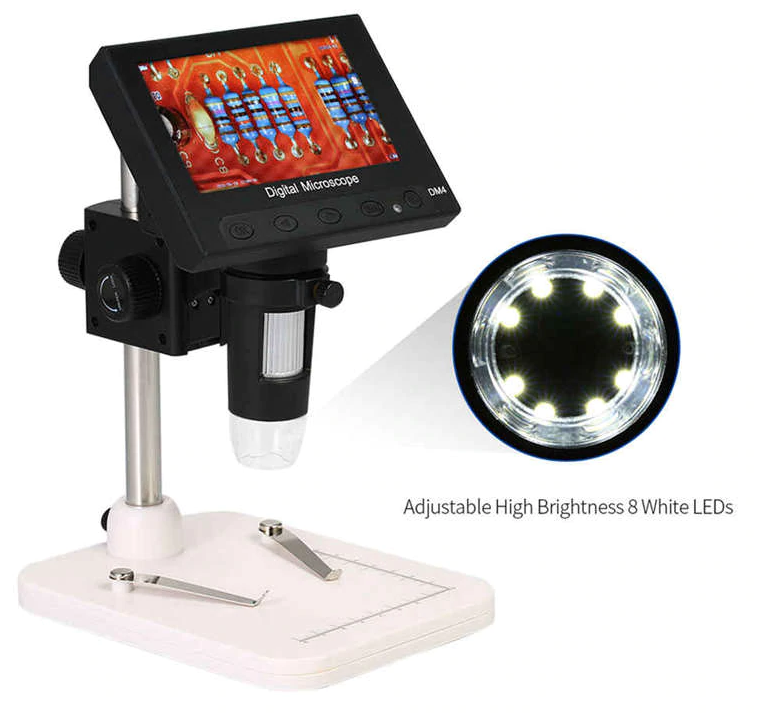 Electronic Digital Video Microscope LED Magnifier Tools 1000 X 4.3'' L