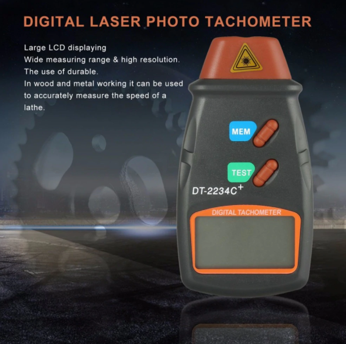 Non Contact Digital Laser Photo Tachometer RPM Tach Tester Meter LCD D