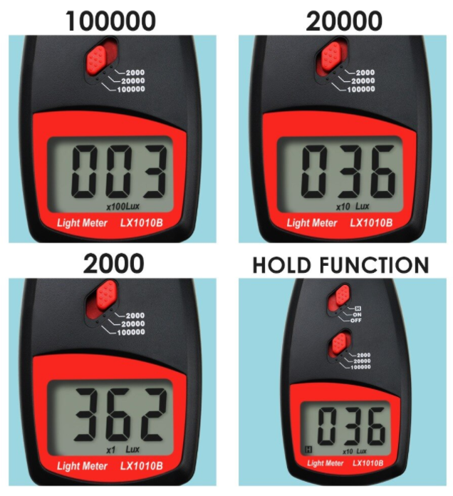 Digital Light Lux Meter Luxmeter 0~100,000 With Selectable Range & Tes