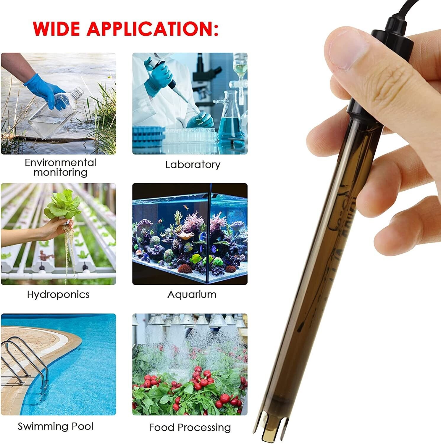PH Electrode 200cm Cable BNC Type Probe with 2M Cable Wide Liquid Appl