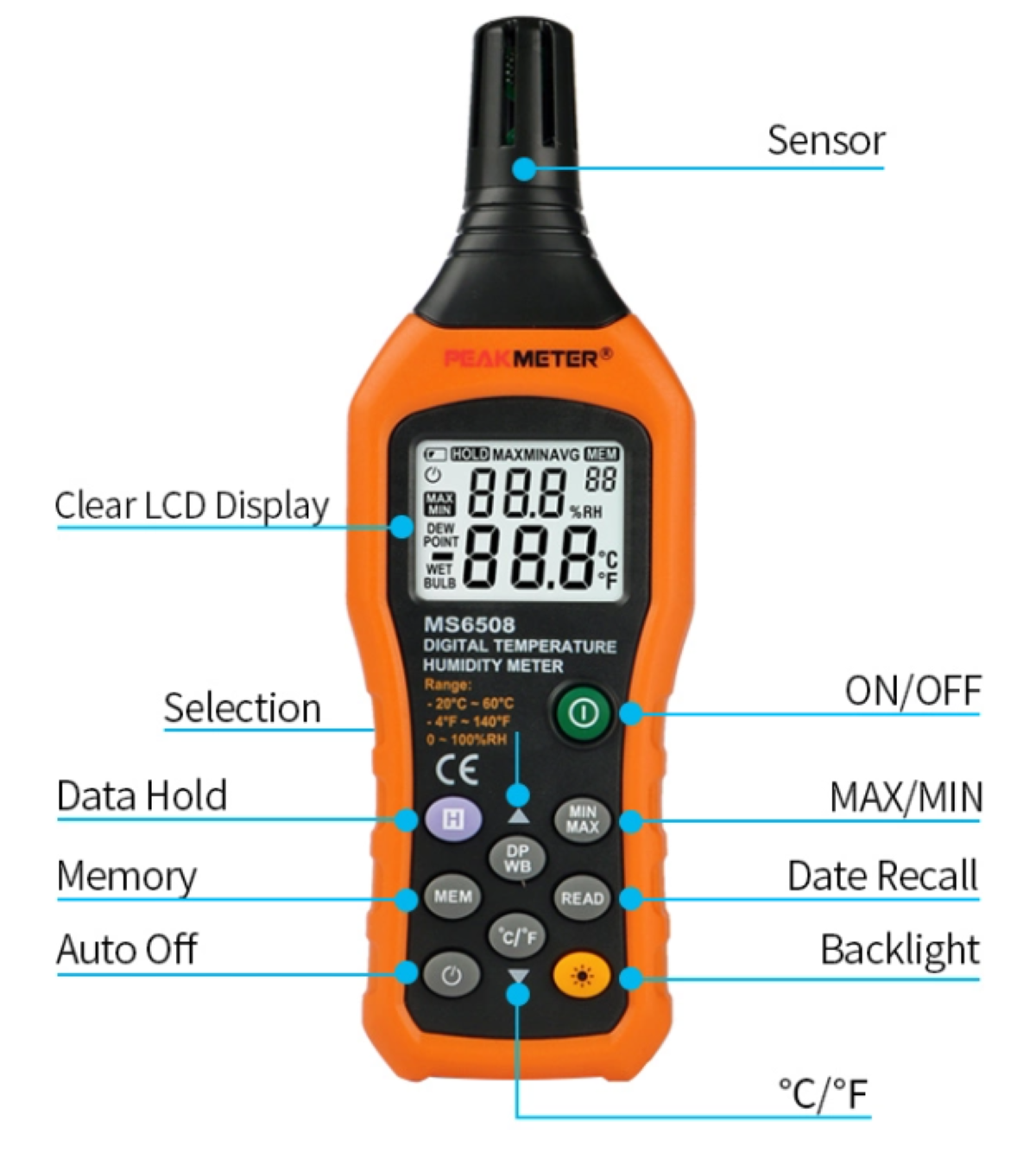 Hygrometer Temperature Humidity Due Point Thermometer Meter 100 Logs P