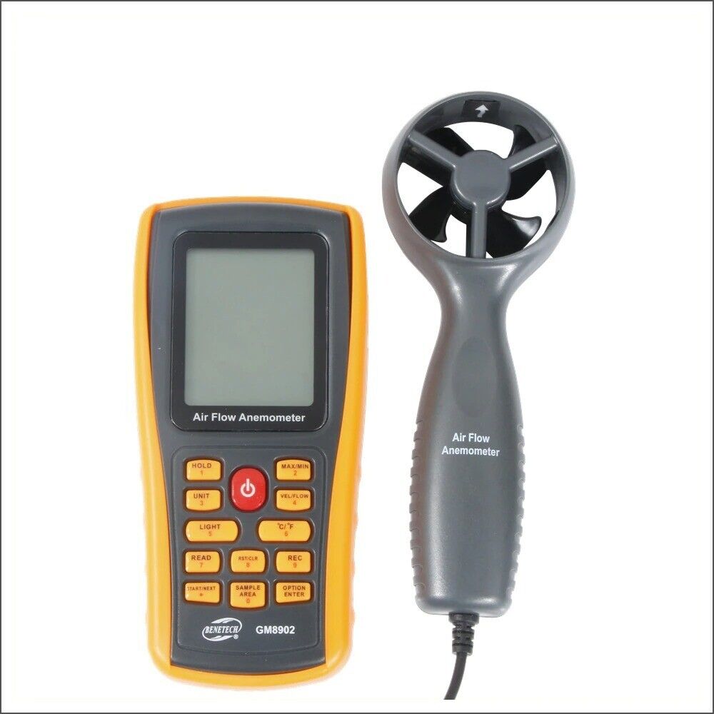 Digital Anemometer Wind Speed Air Velocity Temperature Meter 0-45M/S L
