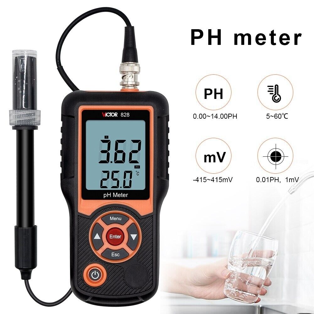 pH Temp Meter Millivolt Tester Monitor LCD Measure Instrument Water te