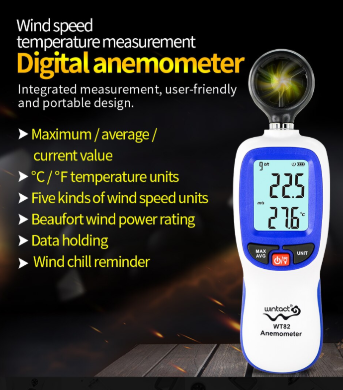 Wind Speed Meter Anemometer Digital Tester Vane Air Flow Gauge Backlig