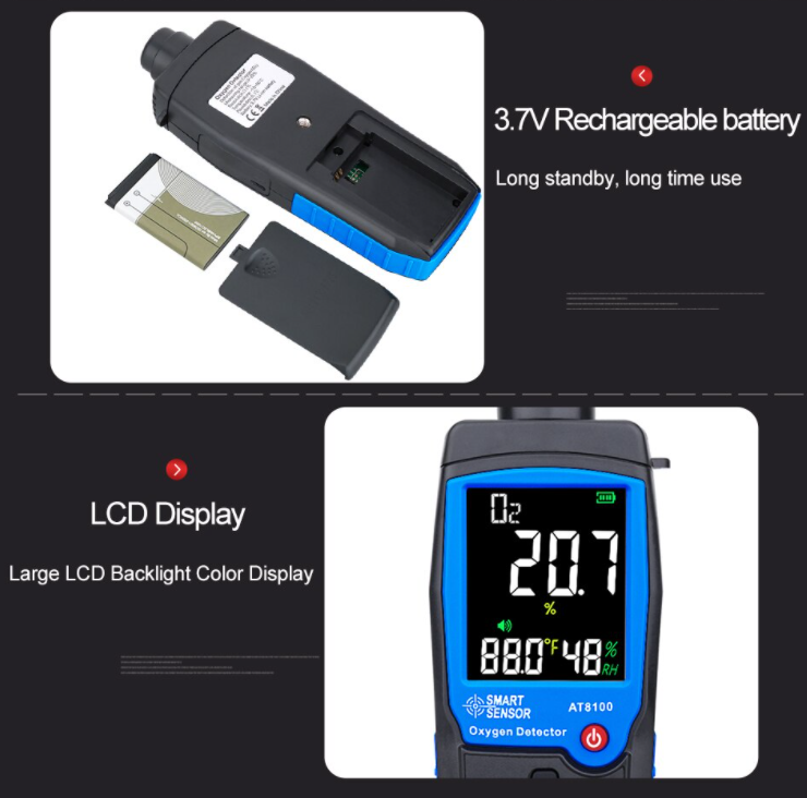 Oxygen Meter Detector O2 Gas Analyzer Reads Monitor In Air Tester 0-25
