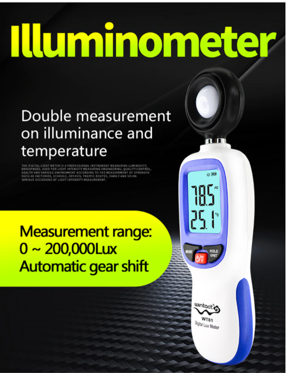 Digital Light Lux Meter Luxmeter 0~200,000 With Selectable Range