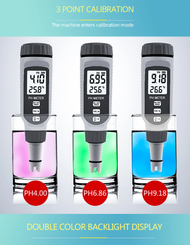 PH & Temperature Meter Digital Portable Water Quality Monitor Tester P