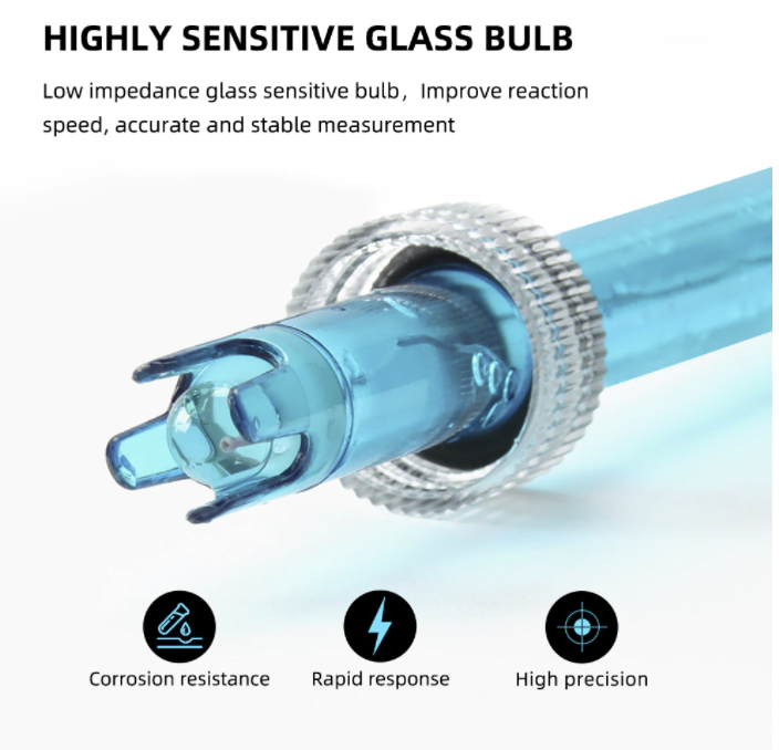 pH Probe Sensor Electrode BNC 70cm cable Gel Filled Aquariums Hydropon