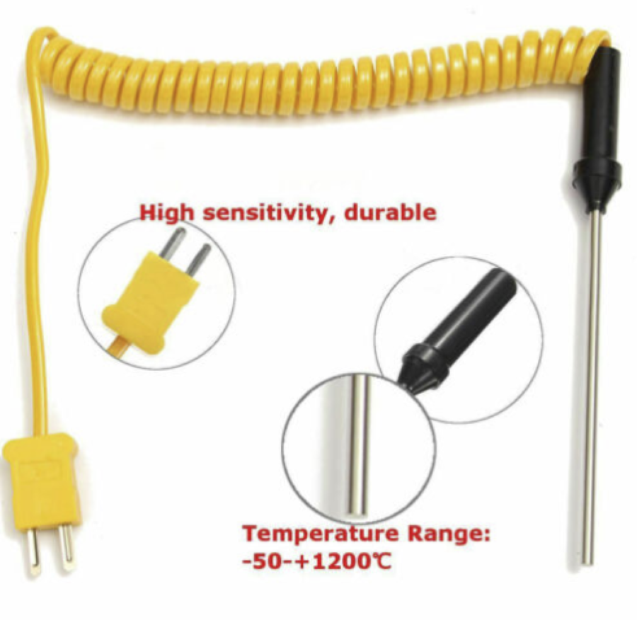 Digital Sensor K-Type 195 mm Thermocouple Probe High Temperature Stain