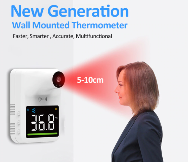 Wall Mounted Digital Thermometer Non-contact Temperature With Alarm