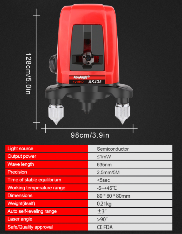 Laser Level 2 Line Red Beam Line 360 Degree Rotary Level Self-leveling