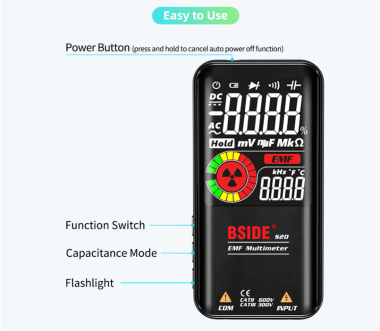 EMF Multimeter Electromagnetic Radiation Detector Radiation Monitor 99