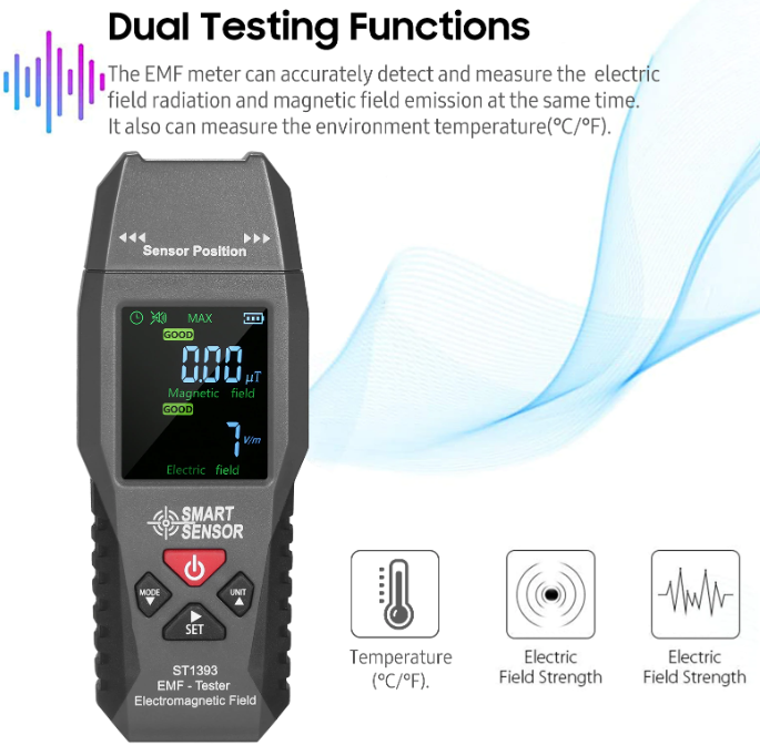 EMF Handheld Meter Detector Electromagnetic Field Radiation Tester ST1