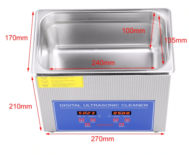 Ultrasonic Cleaner Digital Stainless 3L Ultra Sonic Bath Cleaning Time
